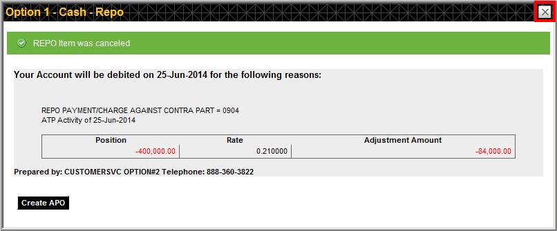 Canceling Reactivating Repo Adjustments