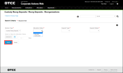 Searching for Custody Reorg or Reorg Deposits