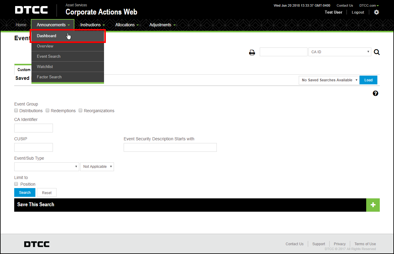 Searching for Custody Reorg or Reorg Deposits