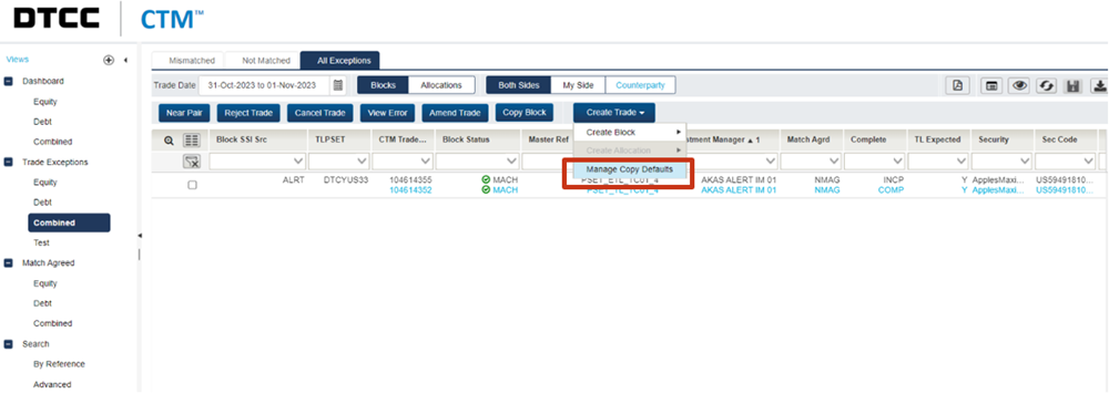 Manage Copy Defaults