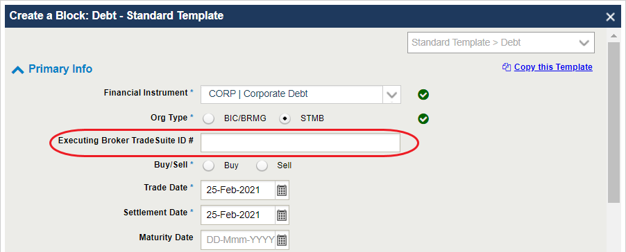 CTM User Interface: Straight to Match (STM) Support