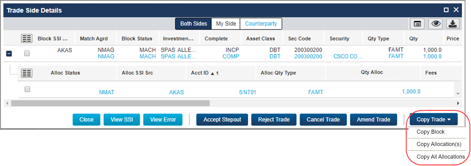 CTM User Interface: Copy One or More Allocations (Executing Brokers)