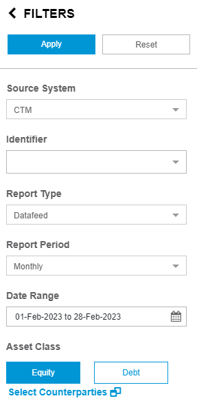 Manage Filters - Datafeed Report