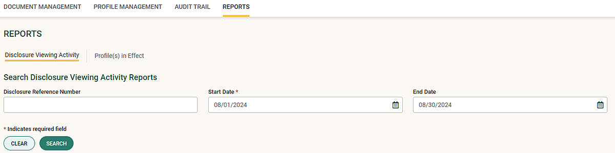 Disclosure Viewing Activity Report