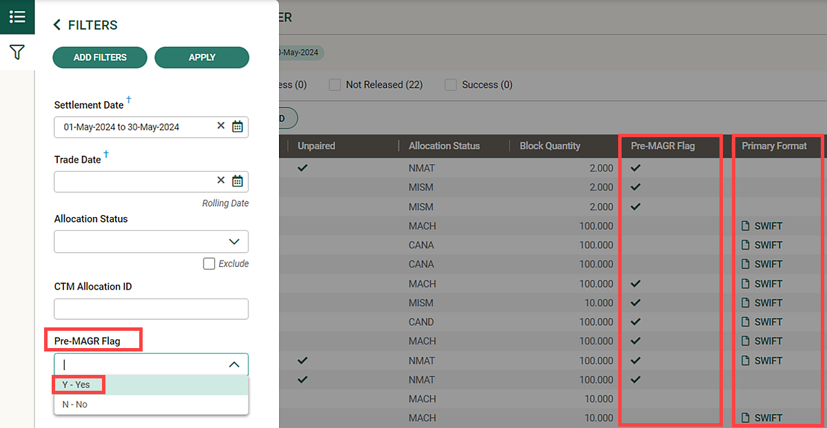 Settlement Instruction Manager: Viewing a Pre-MAGR Instruction