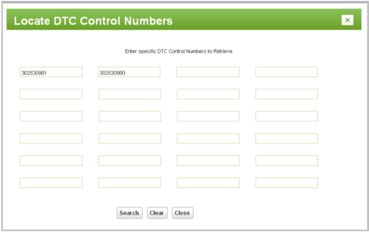 Locating DTC Control Numbers in TradeSuite ID